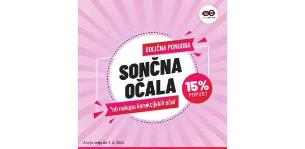 15% popust na sončna očala ob nakupu korekcijskih očal - Optika Feliks