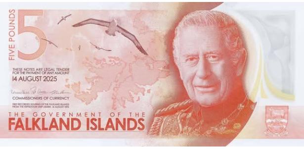 The Falkland Islands will issue a polymer 5-pound banknote on Falklands ...