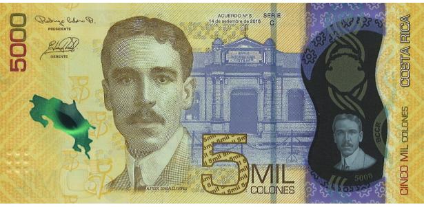 Costa Rica S5R1, 5,000 colones, 2020, P276, B560, UNC - Polymer Banknotes