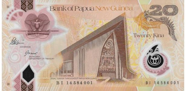 Papua New Guinea S8R4, 20 kina, 2014, P31, B137c, UNC - Polymer Banknotes