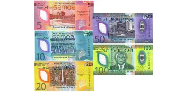 Samoa S4-S8 low serial number polymer sets - Polymer Banknotes