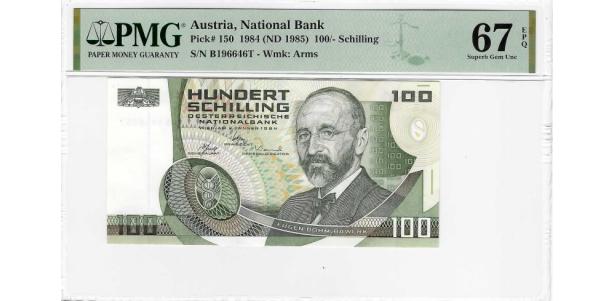 Austria, 100 schilling, 1984 P150, B255, PMG67EPQ - Polymer Banknotes