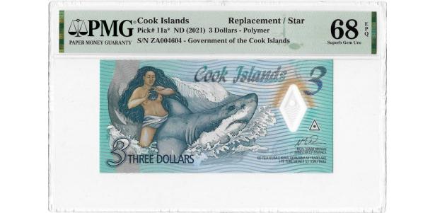 Cook Islands S1Z1, 3 dollars, replacement, 2021, P11, B111az, UNC ...