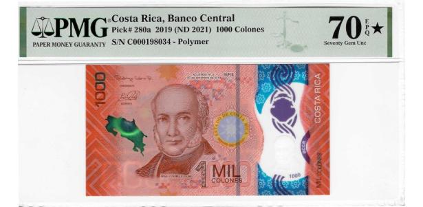Costa Rica S3R1, 1,000 colones, 2021, P274, B558, UNC - Polymer Banknotes