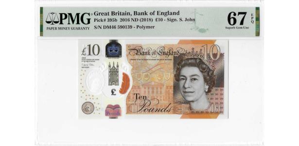 United Kingdom S2R2, 10 pounds, 2020, P395, B204, UNC - Polymer Banknotes