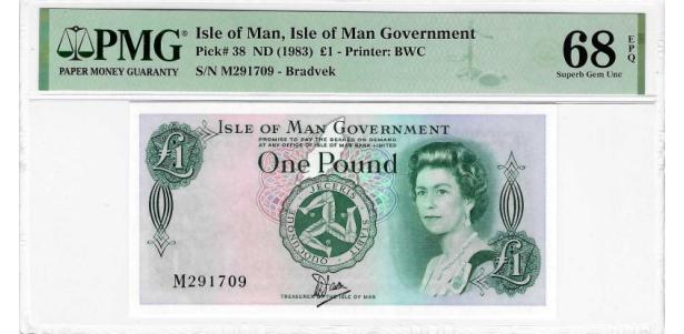Isle of Man S1R1, 1 pound, 1983, P38, B112, UNC - Polymer Banknotes
