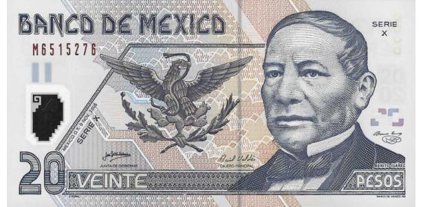 Mexico S1R20, 20 pesos, 2005, P116, B695e, UNC - Polymer Banknotes