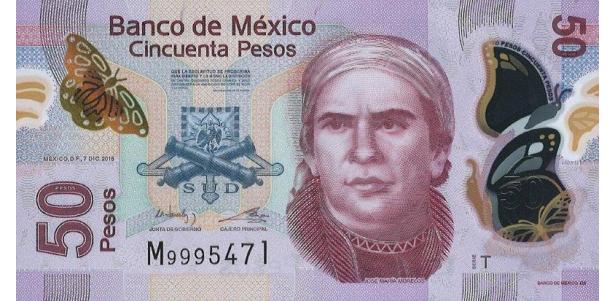 Mexico S5R18, 50 pesos, 2015, P123A, B712f, UNC - Polymer Banknotes