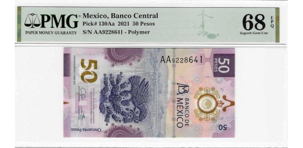 Mexico S7R5, 50 pesos, 2021, P130A, B714a, UNC - Polymer Banknotes