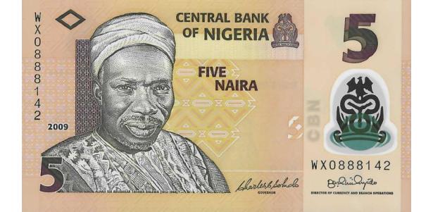 Nigeria S1R2, 5 naira, 2009, P38, B234b, UNC - Polymer Banknotes