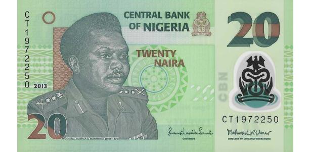 Nigeria S3R15, 20 naira, 2013, P34, B232l, UNC - Polymer Banknotes