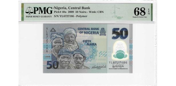 Nigeria S4R1, 50 naira, 2009, P40, B236a, UNC - Polymer Banknotes