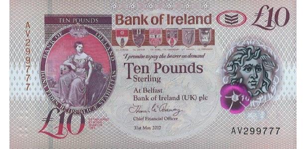 N. Ireland (UK)–BoI S2R1, 10 pounds, 2019, P91, B137, UNC - Polymer ...