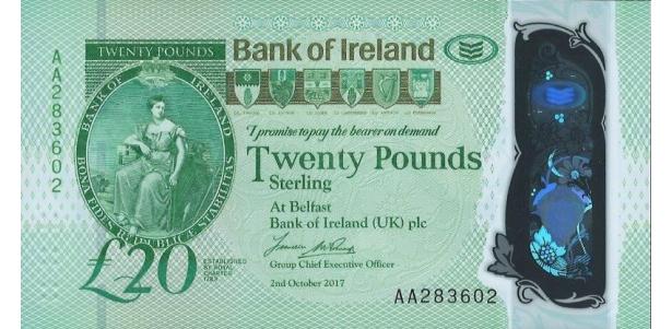 N. Ireland (UK)–BoI S3R1, 20 pounds, 2020, P92, B138, UNC - Polymer ...
