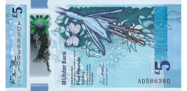 N. Ireland (UK)–Ulster B. S1R1, 5 pounds, 2019, P343, B939, UNC ...