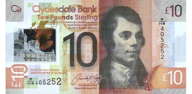 Scotland (UK)–Clydesdale S2R1, 10 pounds, 2017, P229Q, B1180a, UNC ...