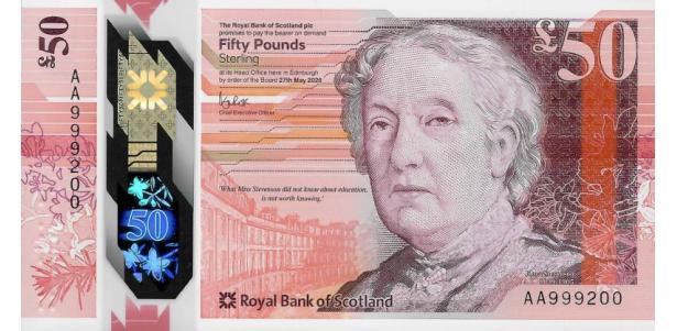 Scotland (UK)–RBS S4R1, 50 pounds, 2020, PNL, BNL, UNC - Polymer Banknotes